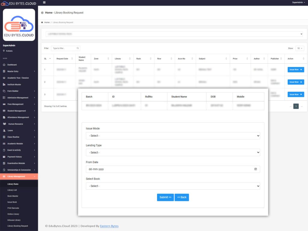 Library Management - EDU Bytes dot Cloud | Education Management System ...